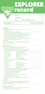 Explorer Class – Age 12 – Pathfinders