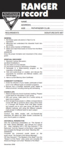 Ranger Class – Age 13 – Pathfinders